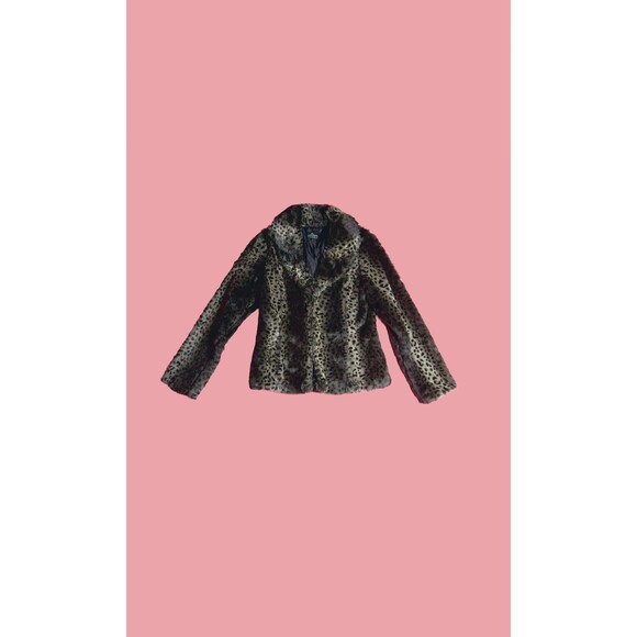 Angie | Jackets & Coats | Y2k Angie Plush Leopard Print Grey Faux Fur ...
